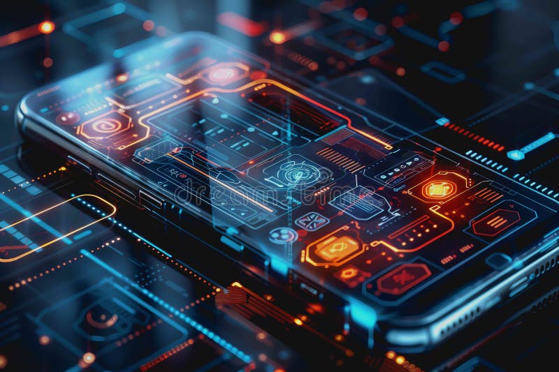 Smartphone a Transparent Display Shows User Interface Components, UX UI ...