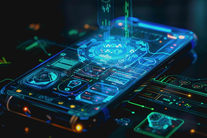 Smartphone a Transparent Display Shows User Interface Components, UX UI ...