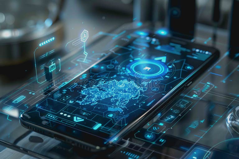 Smartphone a Transparent Display Shows User Interface Components, UX UI ...