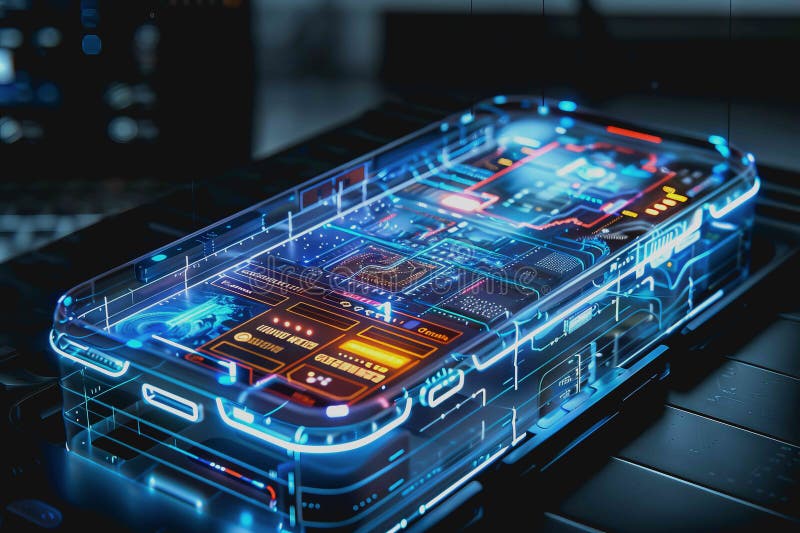 Smartphone a Transparent Display Shows User Interface Components, UX UI ...