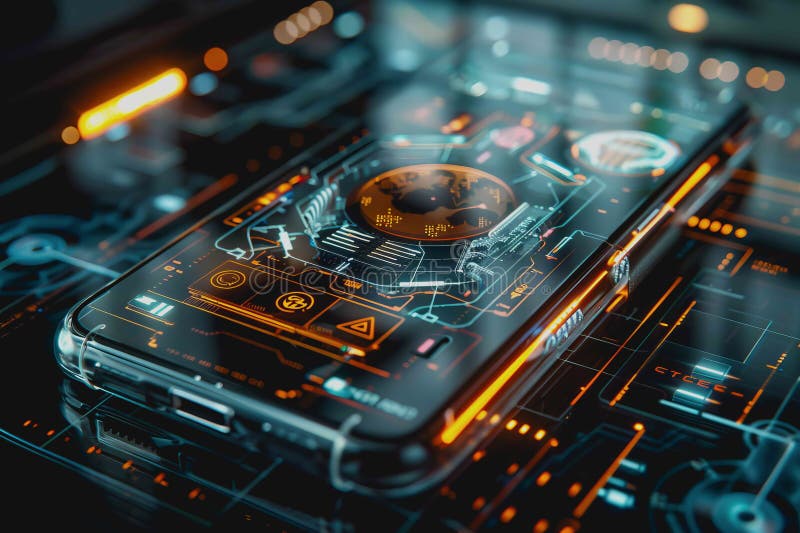 Smartphone a Transparent Display Shows User Interface Components, UX UI ...