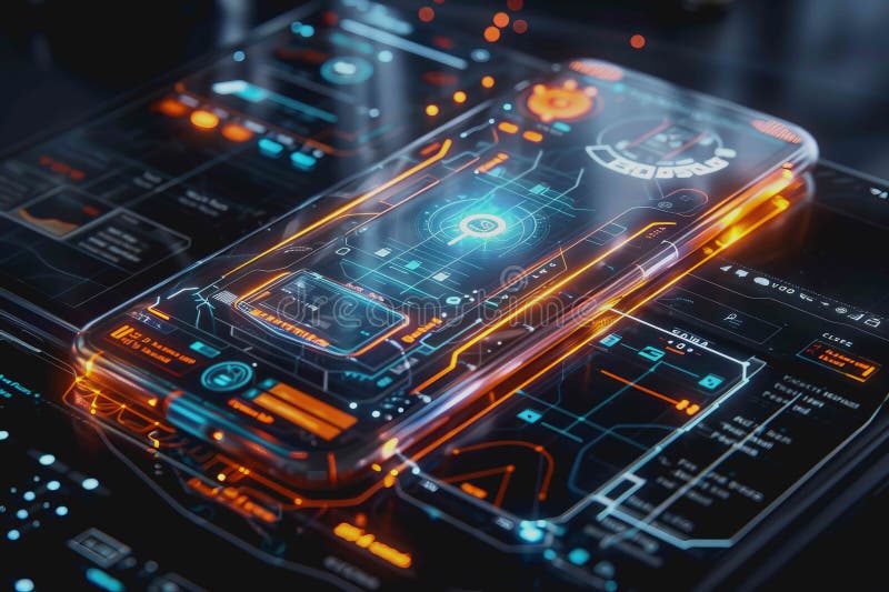 Smartphone a Transparent Display Shows User Interface Components, UX UI ...