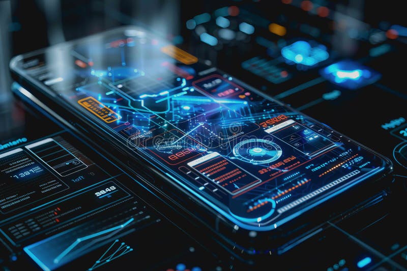 Smartphone a Transparent Display Shows User Interface Components, UX UI ...
