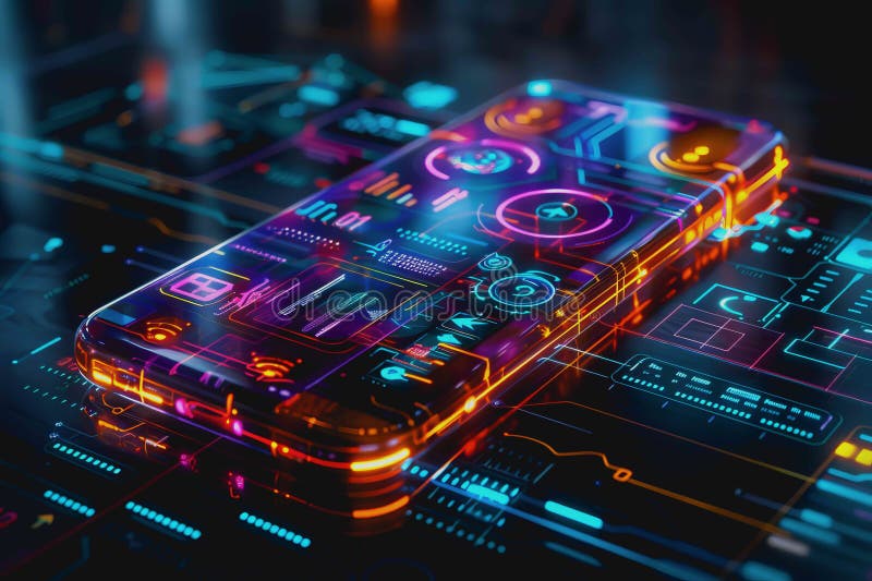 Smartphone a Transparent Display Shows User Interface Components, UX UI ...