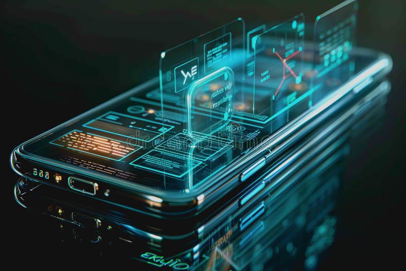 Smartphone a Transparent Display Shows User Interface Components, UX UI ...