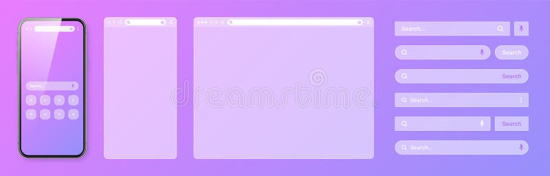 Smartphone, Transparent Internet Browser Window with Various Search Bar ...