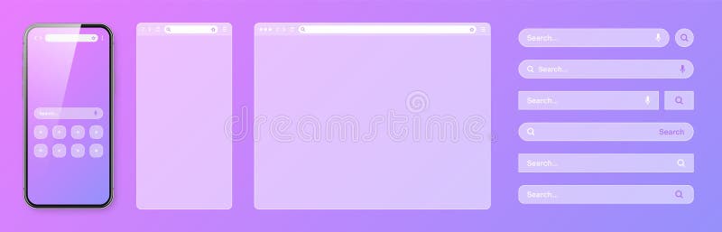 Smartphone, Transparent Internet Browser Window with Various Search Bar ...
