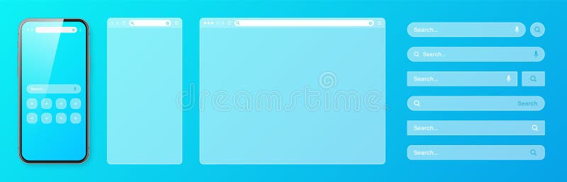Smartphone, Transparent Internet Browser Window with Various Search Bar ...