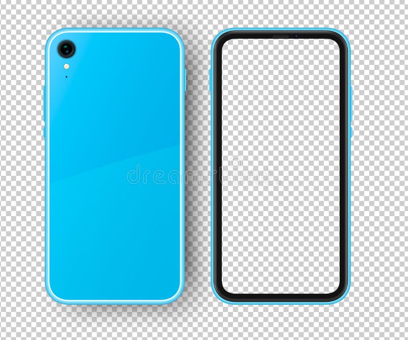 Smartphone with Transparent Screen. Blue Phone with Back and Front View ...