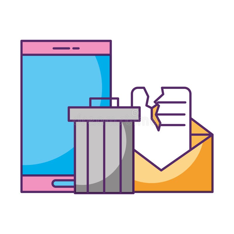 Smartphone Trash Can Broken Email Data Stock Illustration ...