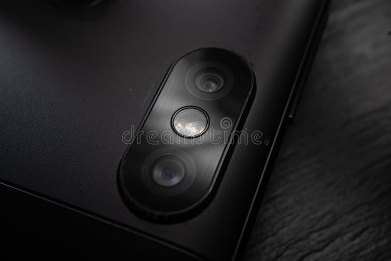 Smartphone Triple Camera Black. Macro Photography Stock Image - Image ...