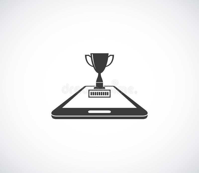 Smartphone with Trophy Cup Icon Stock Vector - Illustration of symbol ...