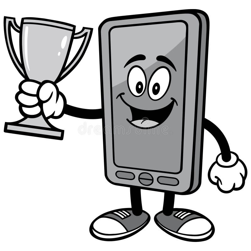Smartphone with Trophy Illustration Stock Vector - Illustration of ...