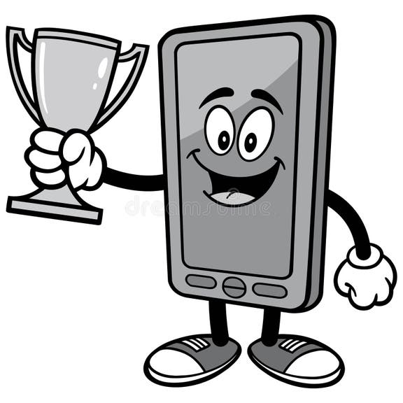 Smartphone with Trophy Illustration Stock Vector - Illustration of ...