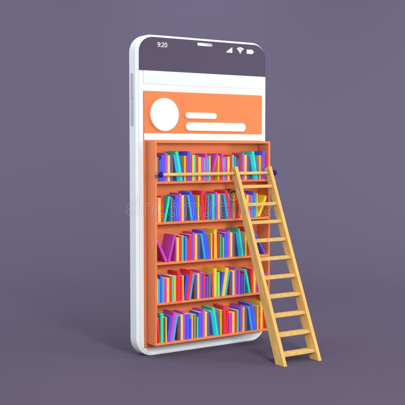 Smartphone Turned into Internet Online Library. Concept of Mobile ...