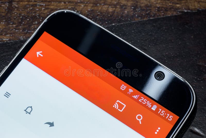 Smartphone with Twenty Five Percent Battery Charge on the Screen Stock ...