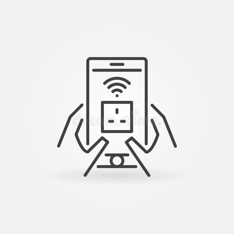 Smartphone with UK Socket App in Hands Vector Outline Icon Stock Vector ...