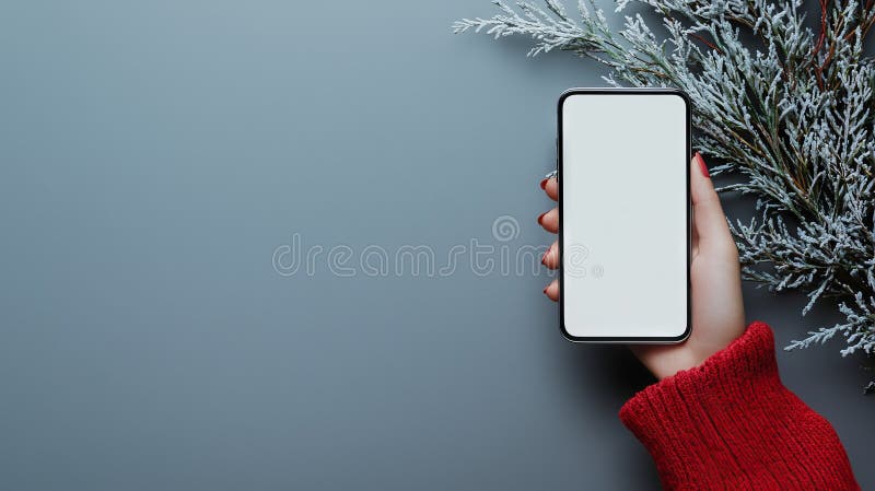 Smartphone Usage, Person Holding Mobile Phone with Blank Screen for ...