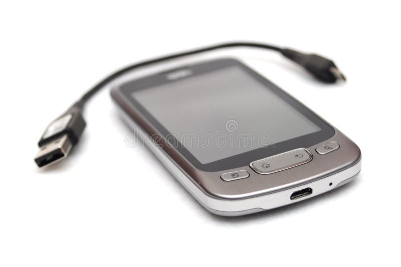Smartphone and usb cable stock image. Image of phone - 25475151