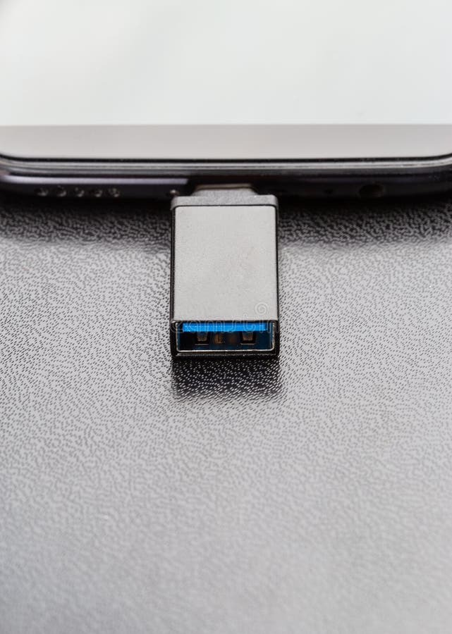 Smartphone with USB OTG Data Attached Stock Image - Image of input ...