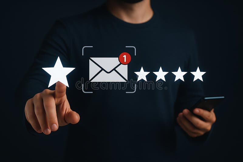 Smartphone User Feedback Email Rating Stars Click Digital App Tech ...