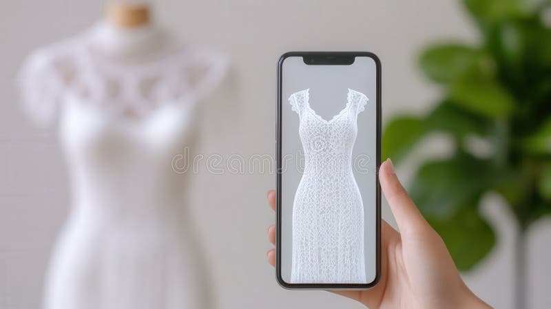 Smartphone Using AR To Preview Lace Clothes in Real-time Stock Photo ...