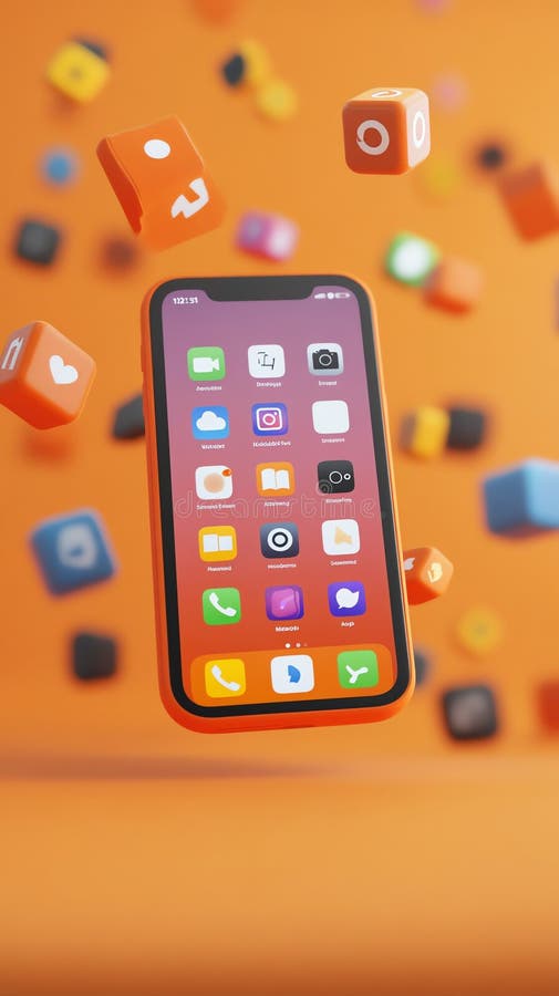 Smartphone Various Social Media App Icons Floating Around Stock Photos ...