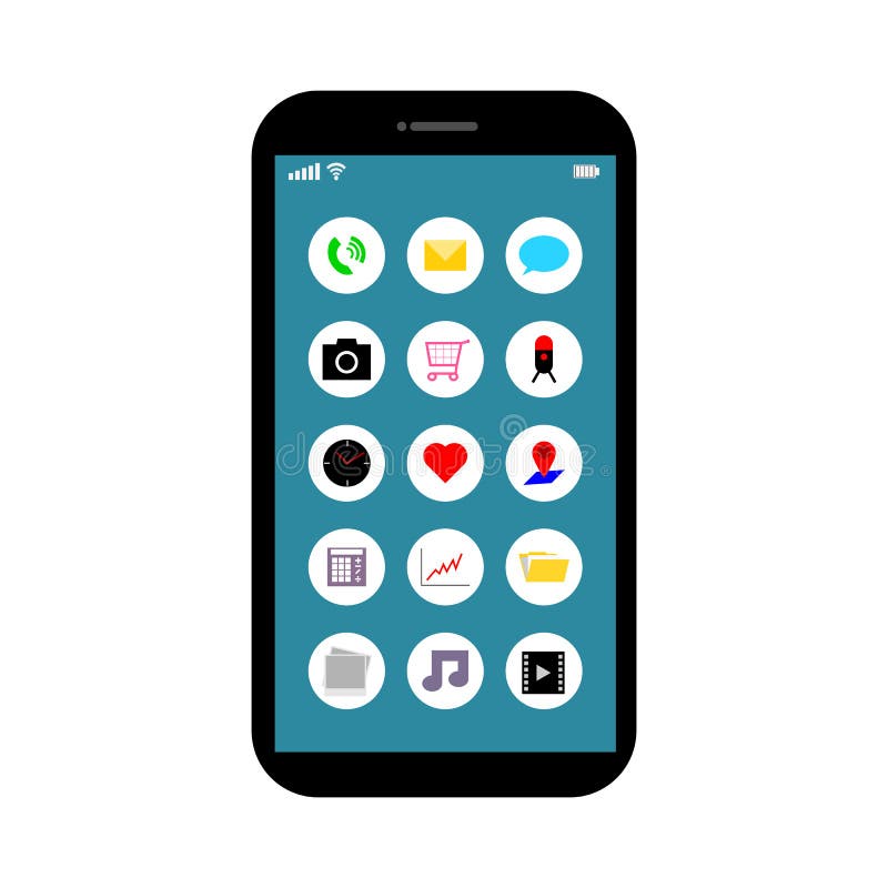 Smartphone apps icons stock illustration. Illustration of render - 28124157