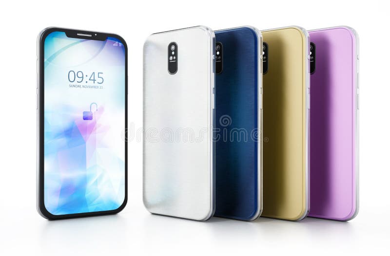 Smartphone with Various Color Choices. Generic Wallpaper on the Display ...