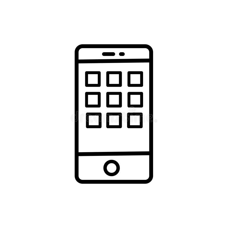 Smartphone Vector Icon, Outline Style, Isolated on White Background ...