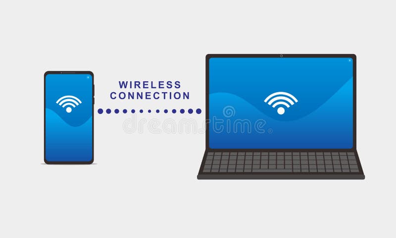 Vector Illustration of Connection between Smartphone and Laptop Stock ...