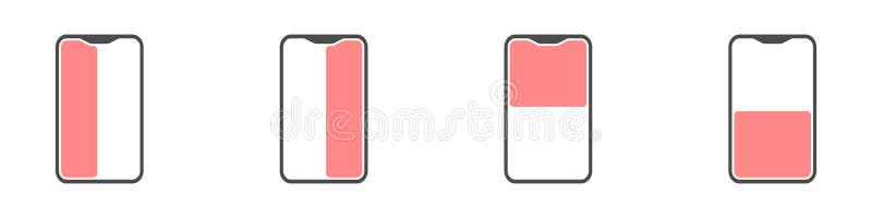 Smartphone Vector. Set of Split Screen Phones Icons. Tap on the Phone S ...