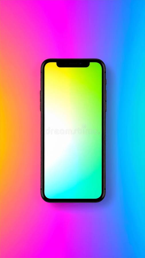 Smartphone with Vibrant Rainbow Gradient Display Stock Illustration ...