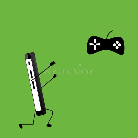 Smartphone with Video Game Jostick Stock Illustration - Illustration of ...
