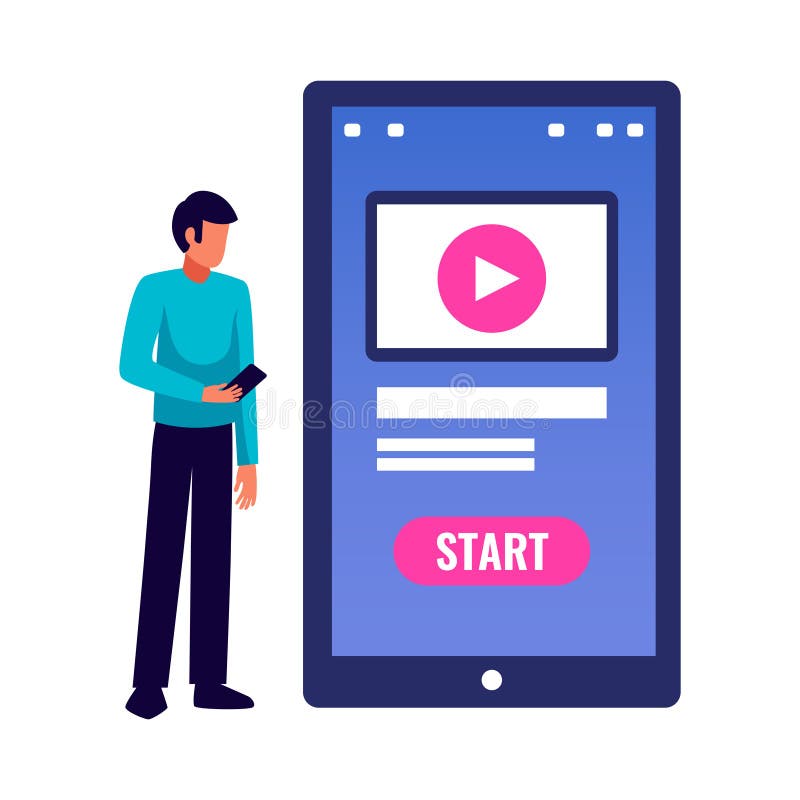 Smartphone Video Playback Composition Stock Illustration - Illustration ...