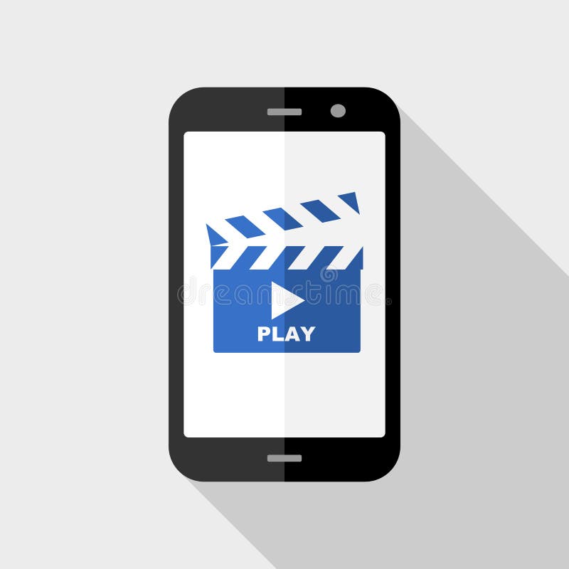 Smartphone with Video Player App on Screen. Creative Flat Design ...