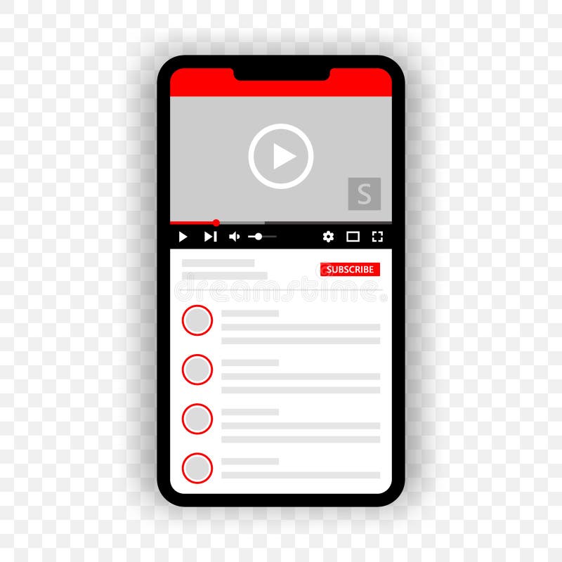 Smartphone with Video Player App Template. Mobile Multimedia Player ...
