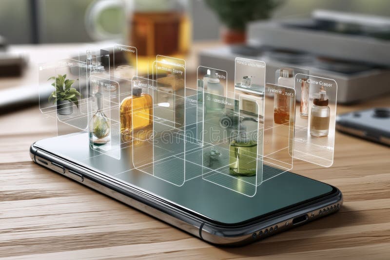 Smartphone View Showcasing Augmented Reality Product Cards Displaying ...