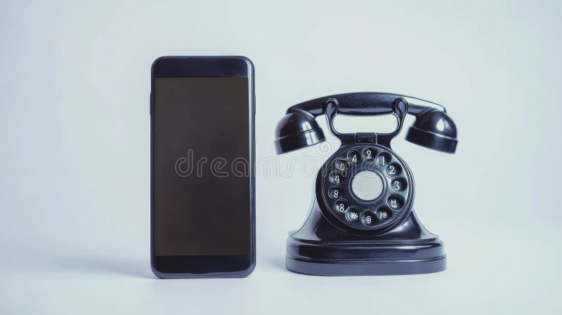 Smartphone and Vintage Rotary Phone Side by Side, Concept of Technology ...
