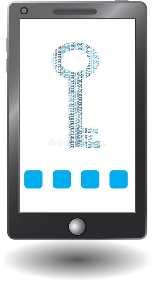 Smartphone with Virtual Security Key, Icon Stock Illustration ...
