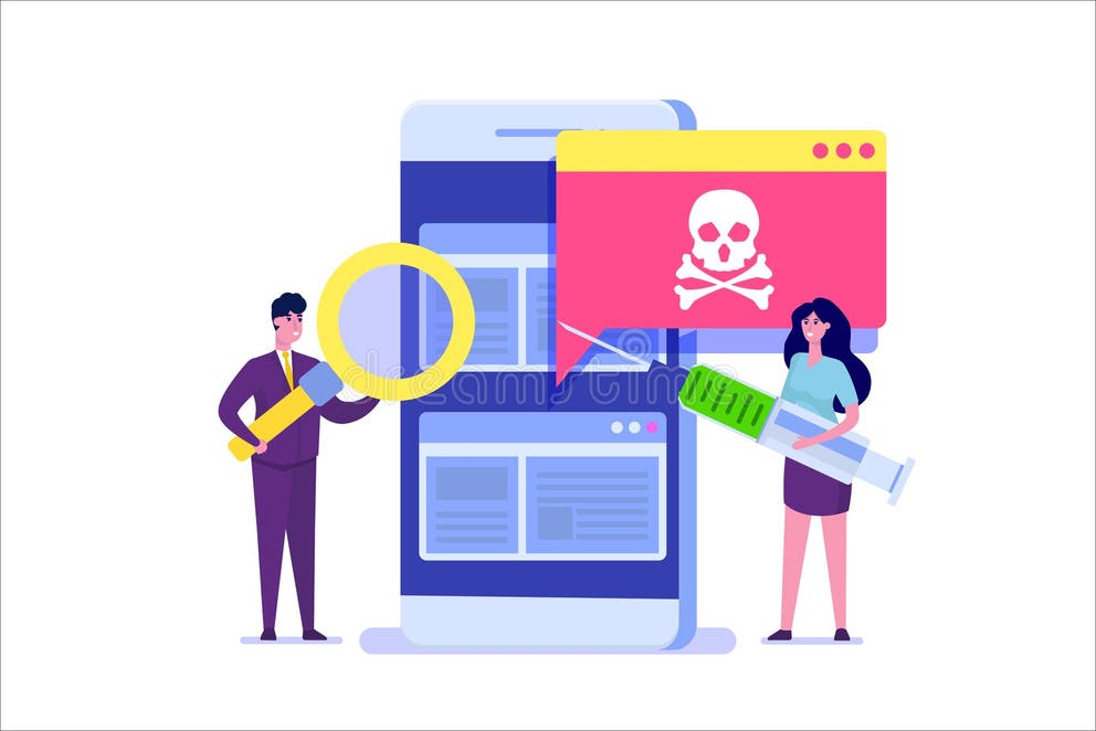Smartphone Virus Malware Trojan Notification or Alert. Hacker Attack ...