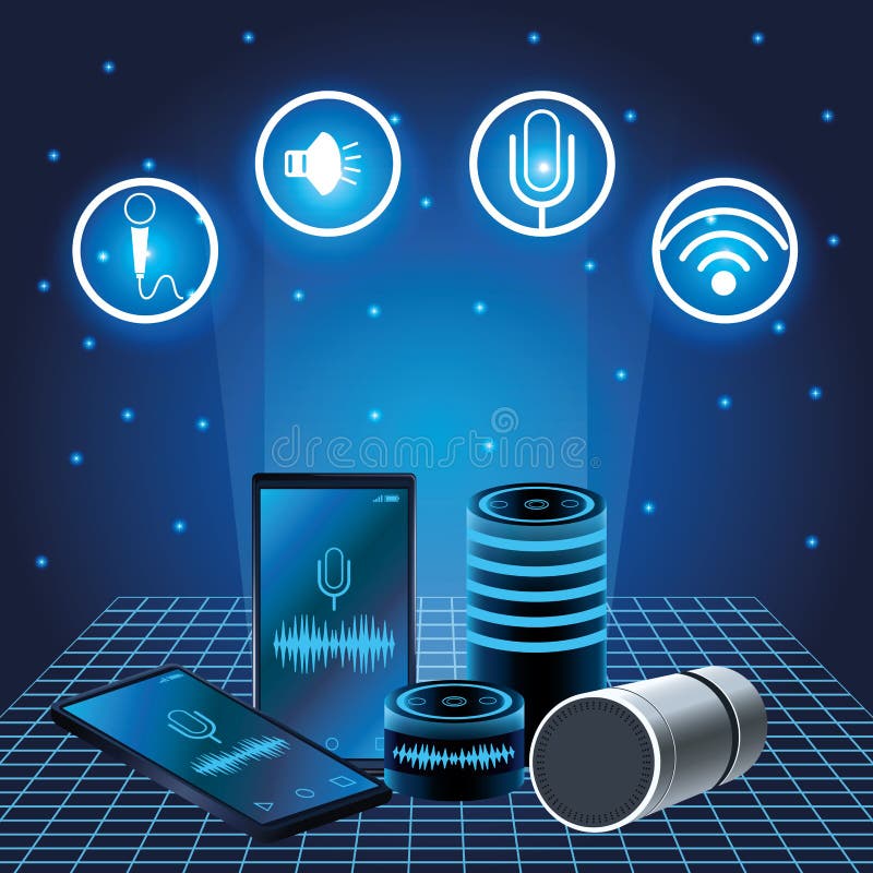 Smartphone Voice Recognition Speaker Stock Vector - Illustration of ...