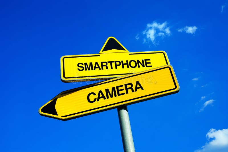 Smartphone vs Camera stock illustration. Illustration of choices ...