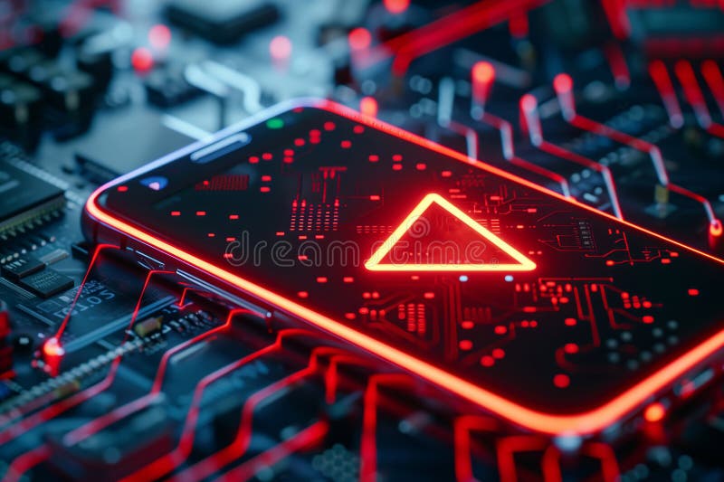 Smartphone Warning Sign for Scam Protection Stock Image - Image of ...