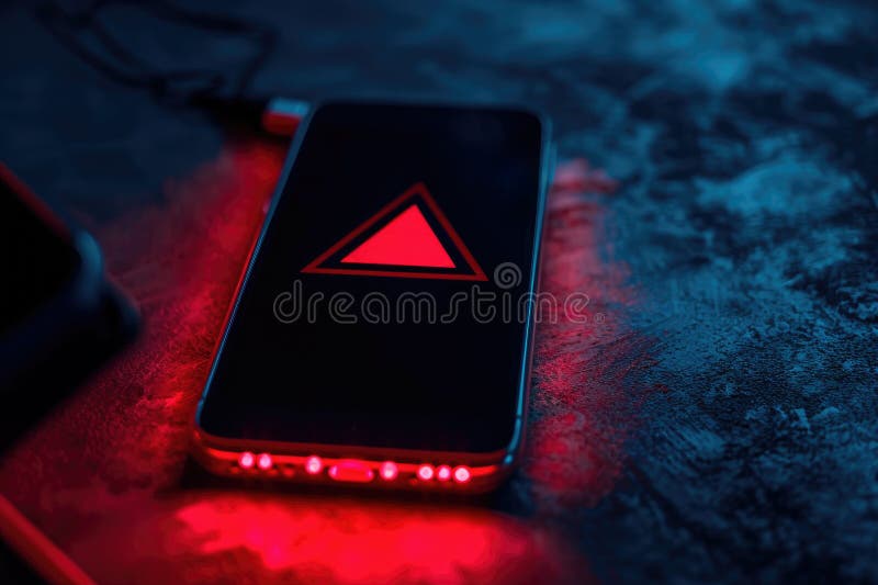 Smartphone with Warning Sign on Screen Stock Illustration ...