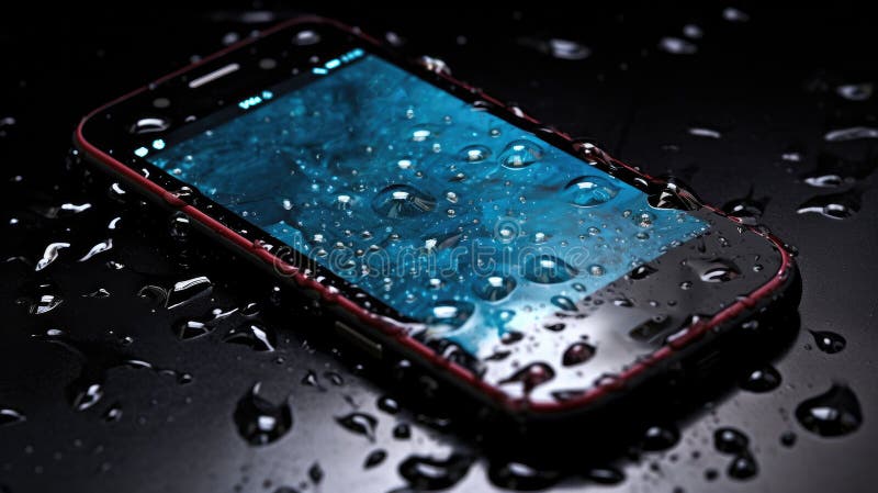 Smartphone in Waterdrops, Waterproof Phone, Wet Phone Stock ...