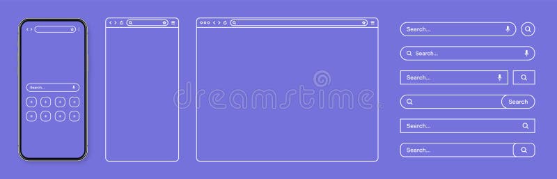 Smartphone, Web Browser, Internet Page Window with Toolbar and Search ...