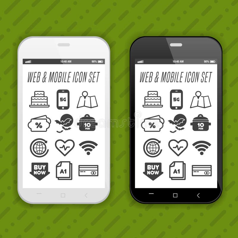 Smartphone with Web and Mobile Application Icons on Screen Stock ...