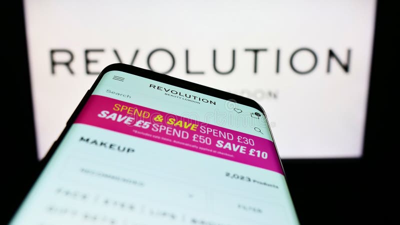 Smartphone with Webpage of British E-commerce Company Revolution Beauty ...