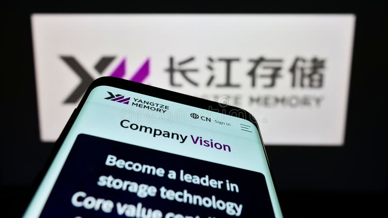 Smartphone with Webpage of Company Yangtze Memory Technologies Corp ...